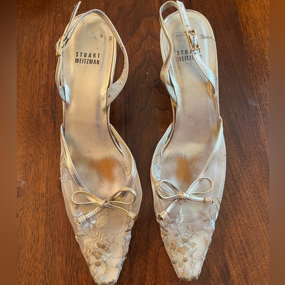 Stuart Weitzman | Shoes | Stuart Weitzman Womens Silver Floral Heels ...